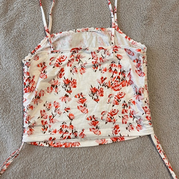 SHEIN | Tops | Shein Medium Floral Crop Tank With Drawstrings Scrunch ...